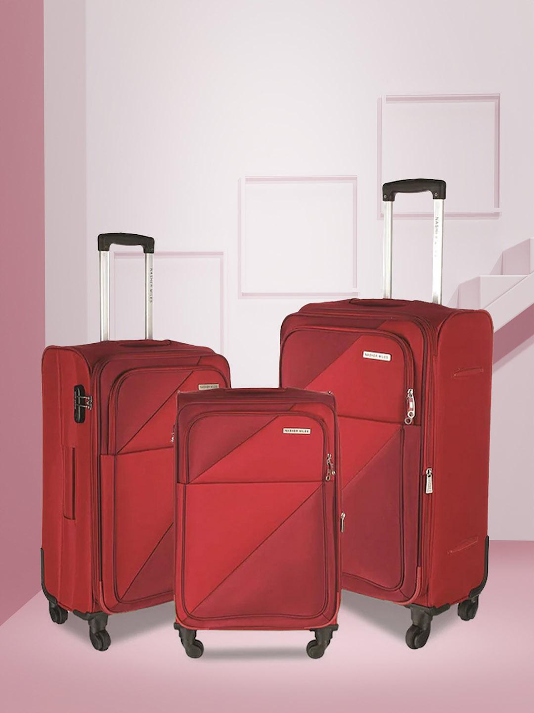 Buy Nasher Miles Unisex Set Of 3 Solid Trolley Bags - Trolley Bag for ...
