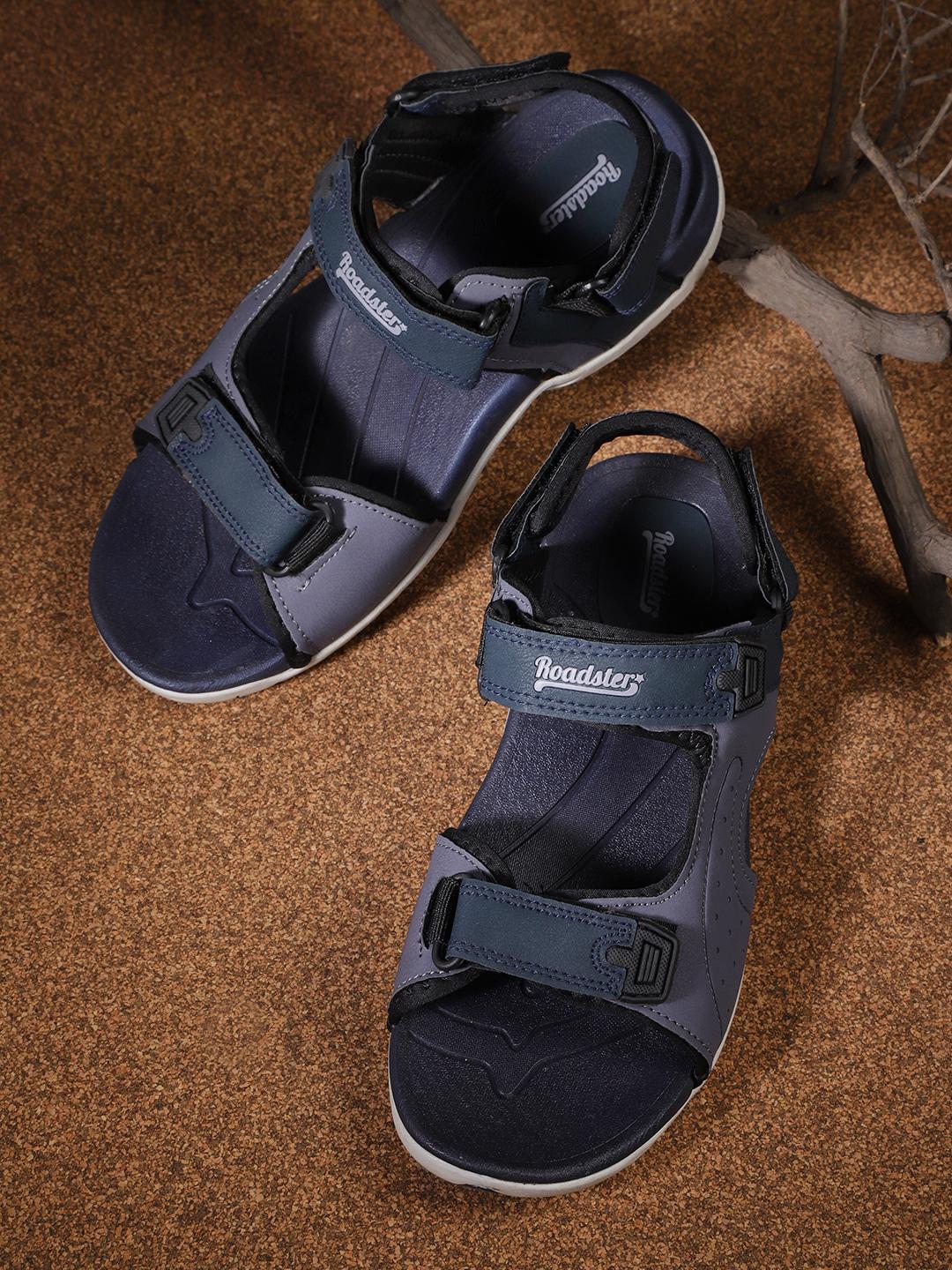 Buy The Roadster Lifestyle Co Men Navy Blue Solid Sports Sandals ...