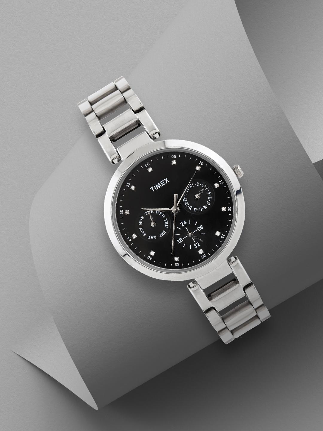 Buy Timex Round 35mm Black Dial Analog Women Watch TW000X205 - Watches ...
