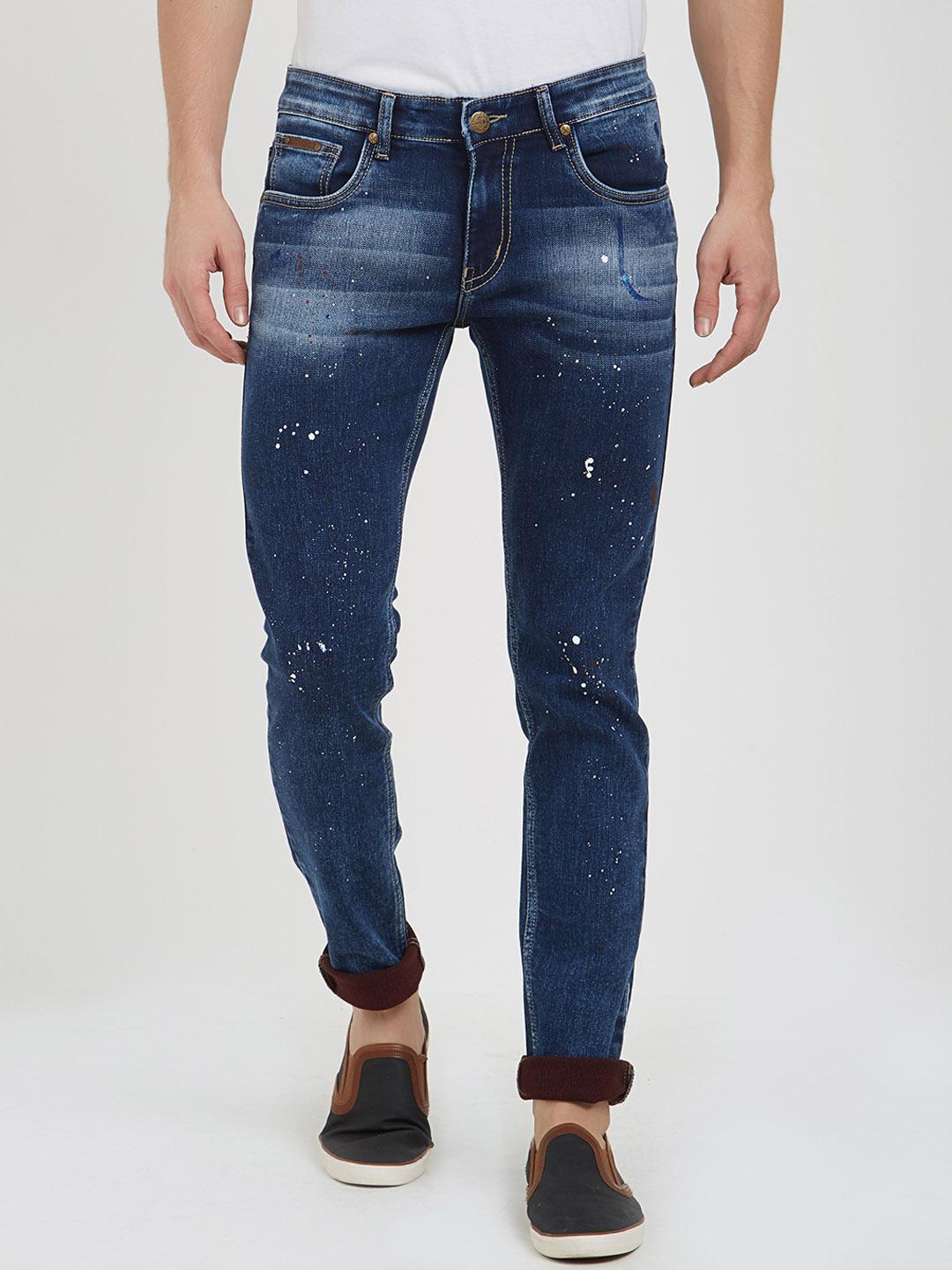 Buy BOLTS And BARRELS Men Blue Slim Fit Low Rise Clean Look Stretchable ...
