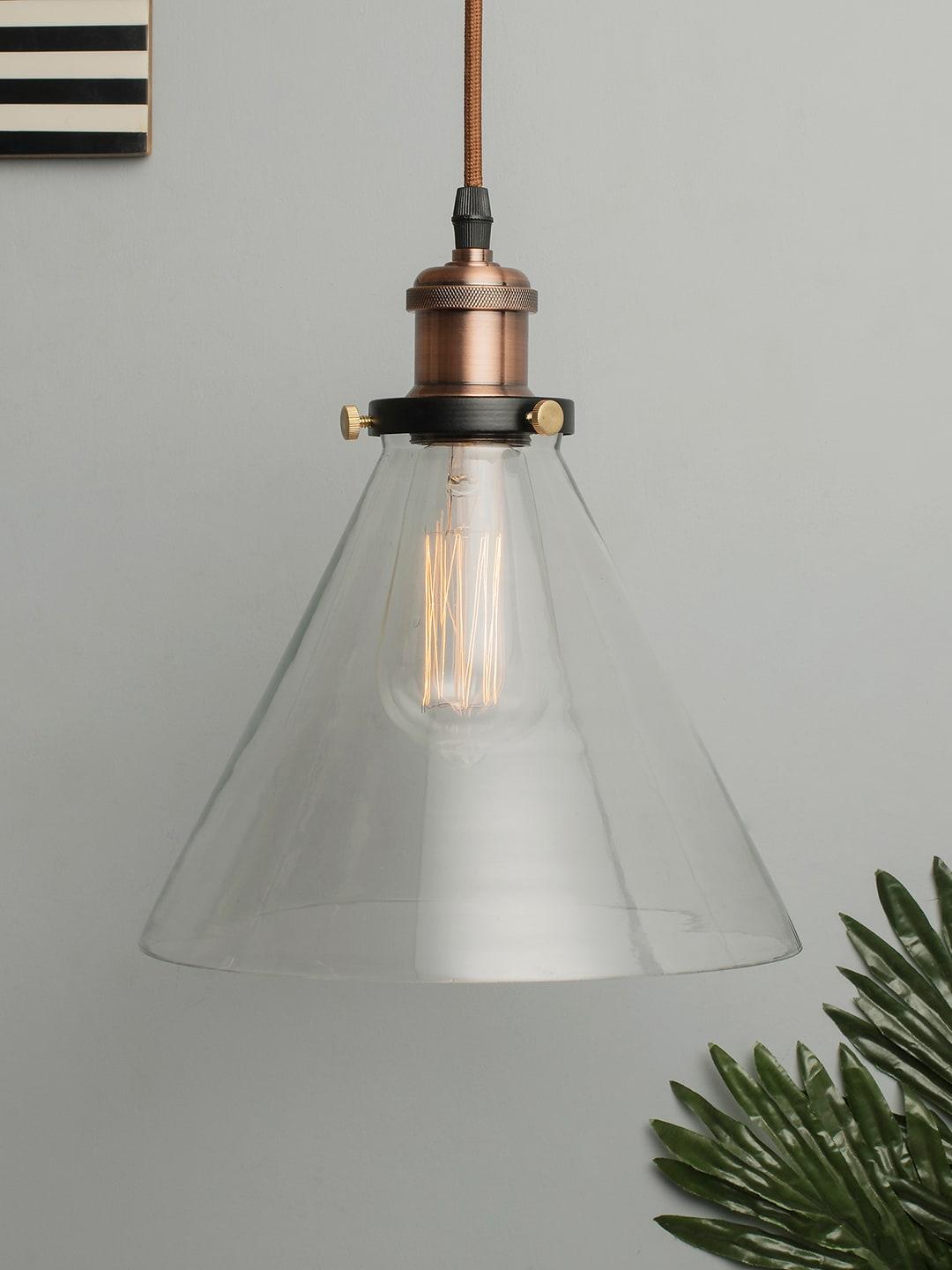 Buy Homesake Brown Solid Glass Handcrafted Cone Shaped Hanging Light ...