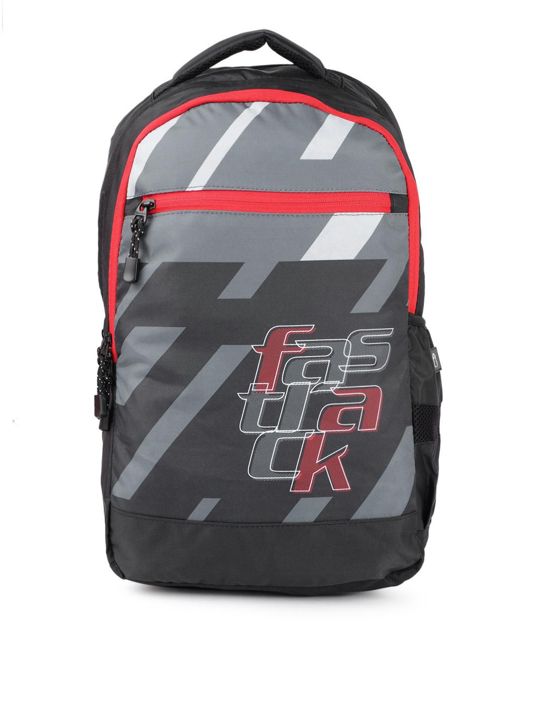 Buy Fastrack Men Grey & Red Brand Logo Backpack - Backpacks for Men ...