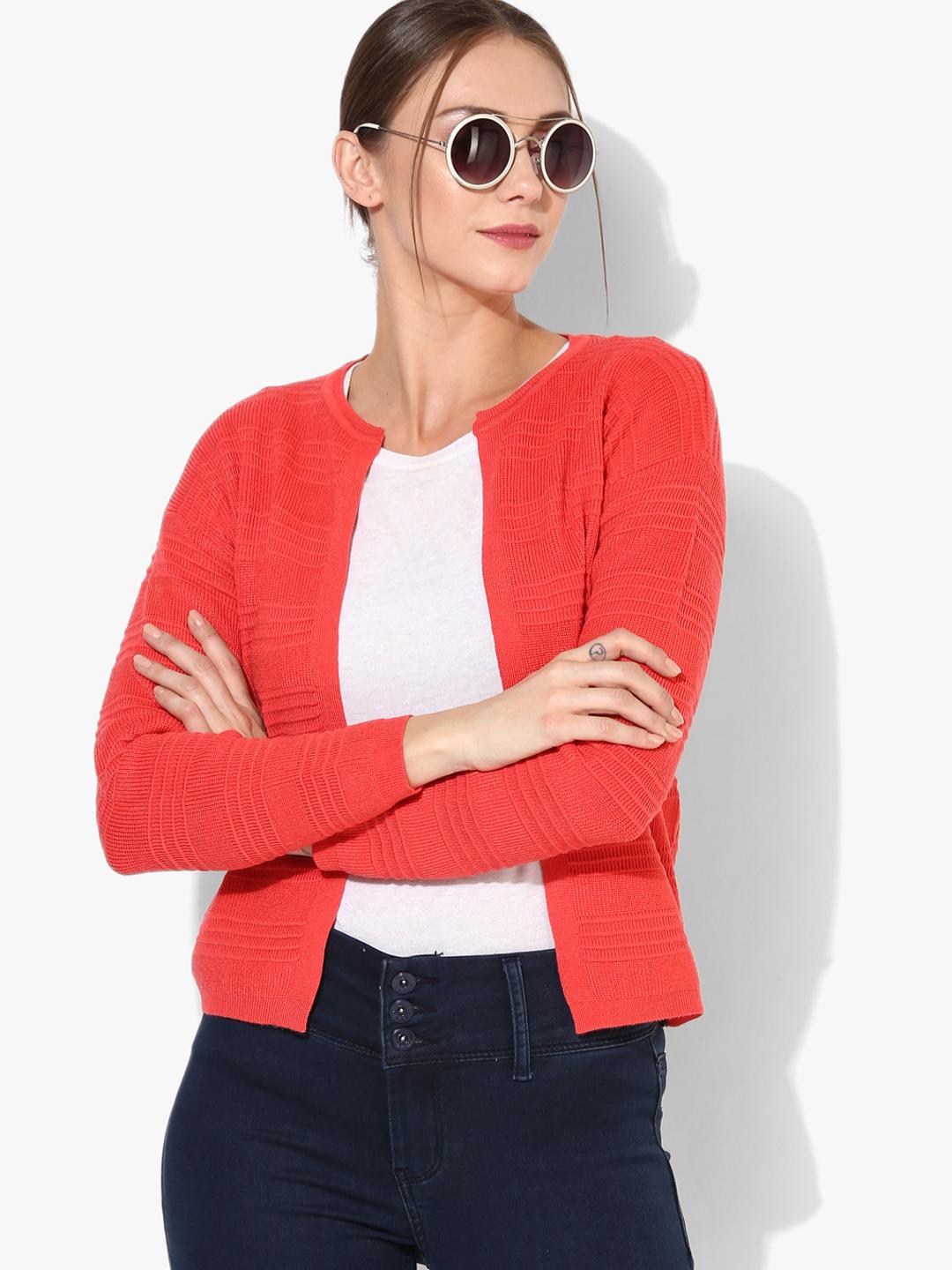 Buy Coral Striped Shrug - Shrug for Women 7935689 | Myntra