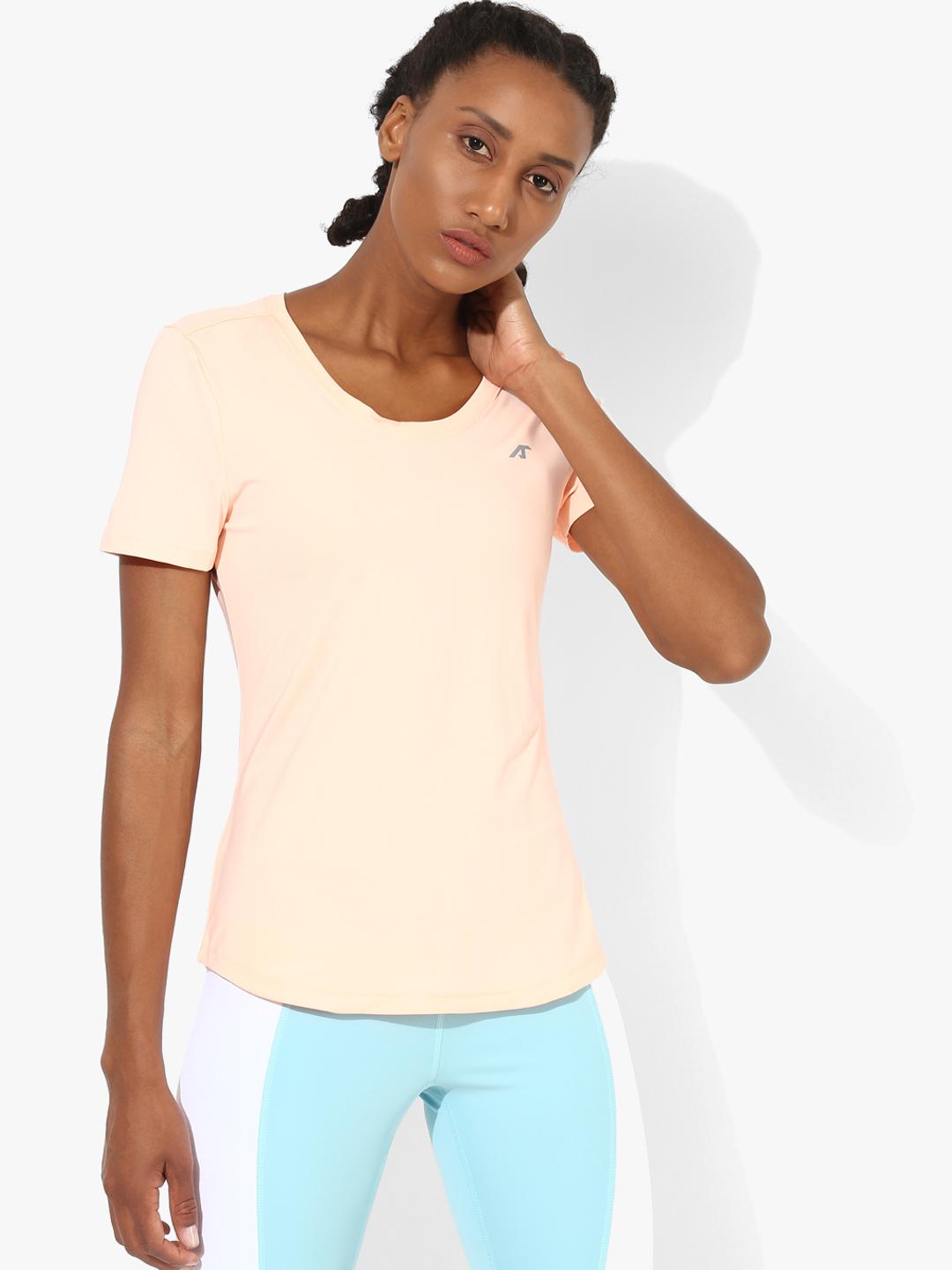 Buy Peach Round Neck T Shirt - Tshirts for Women 7220724 | Myntra
