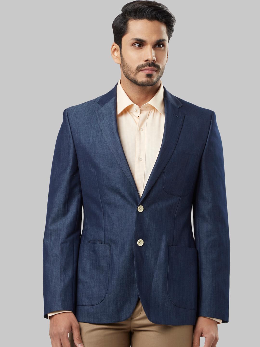 Buy Raymond Men Blue Solid Single Breasted Blazer - Blazers for Men ...