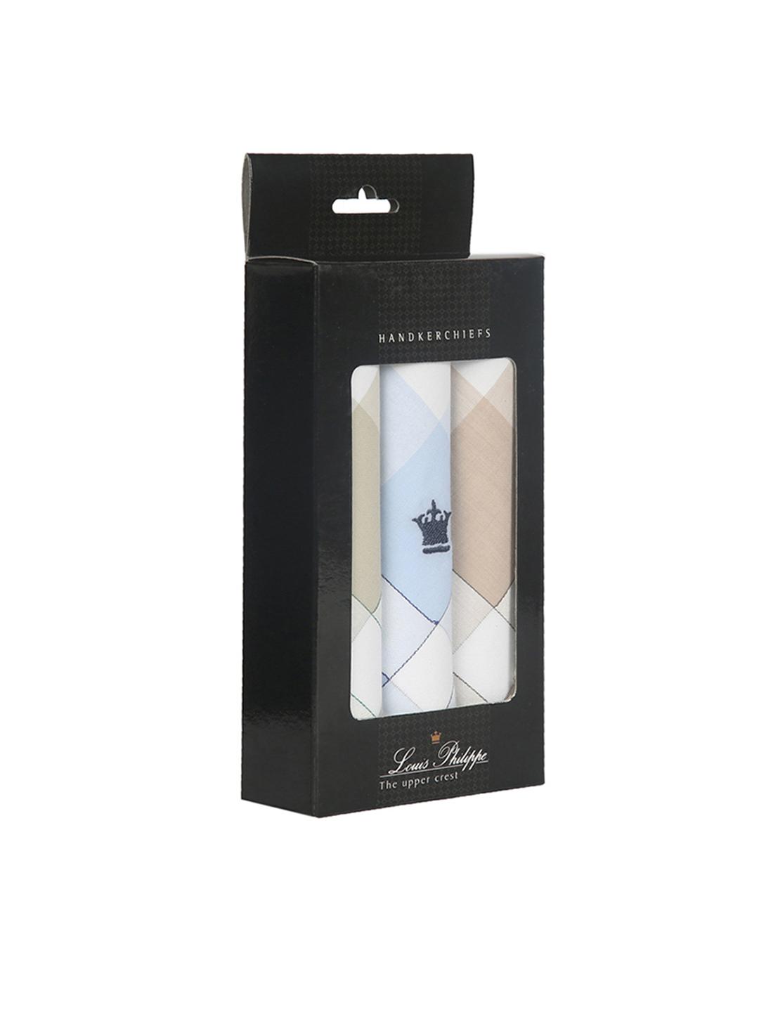 Buy Louis Philippe Men Pack Of 3 White Patterned Handkerchiefs ...