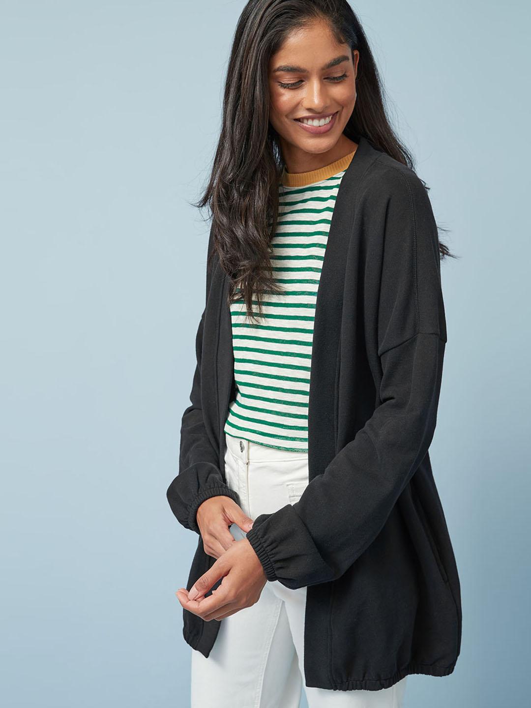 Buy Next Women Black Solid Open Front Longline Shrug - Shrug for Women ...