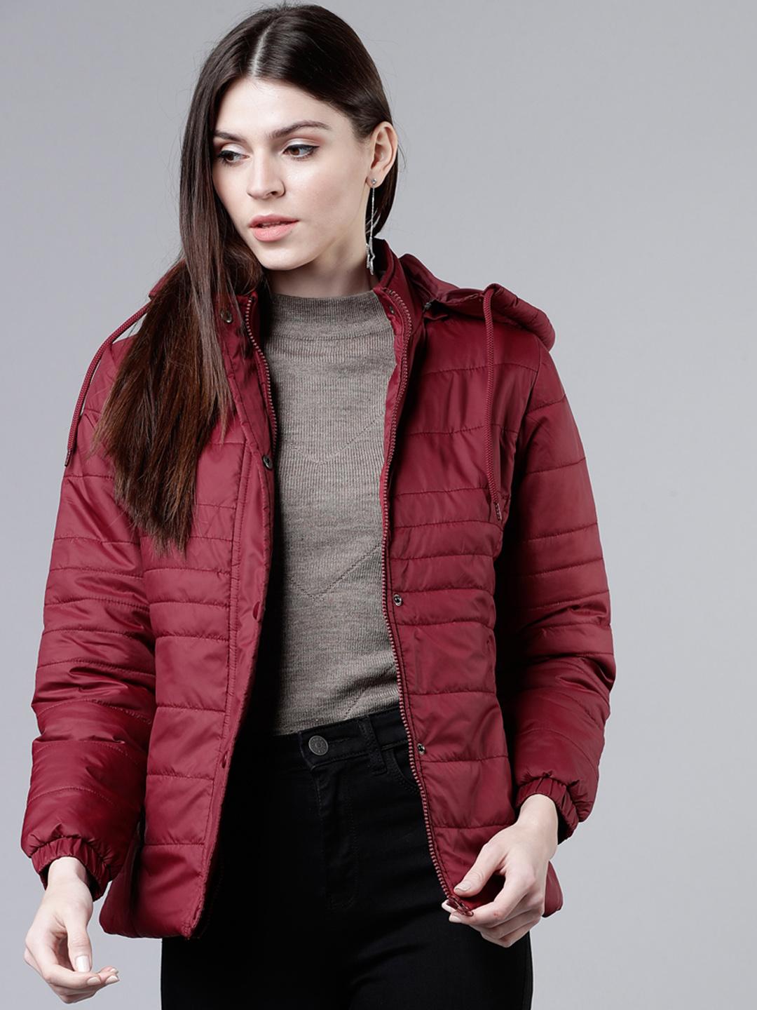 Buy Tokyo Talkies Women Red Solid Padded Jacket - Jackets for Women ...