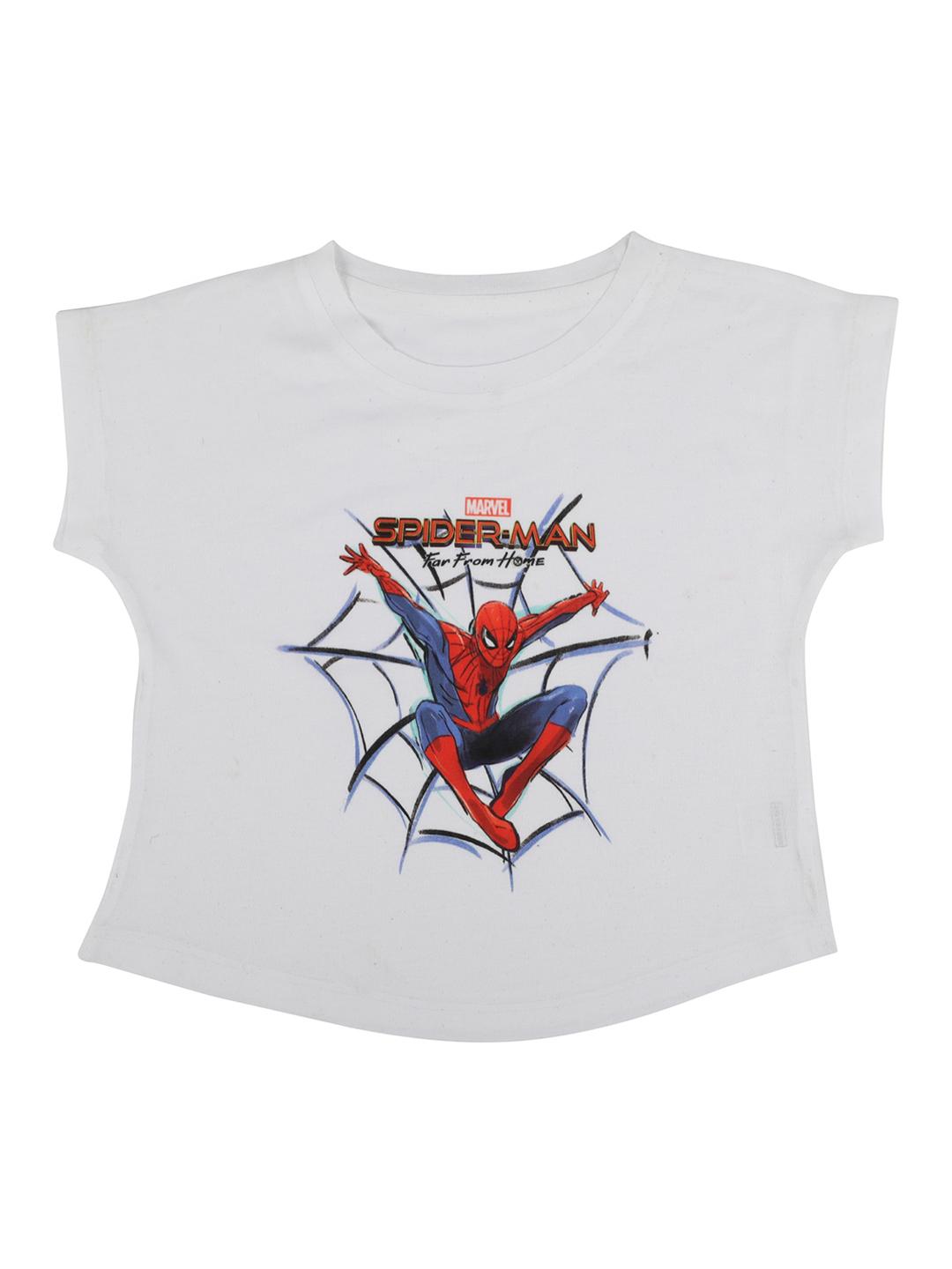 Buy Marvel By Wear Your Mind Girls White Printed Round Neck T Shirt ...