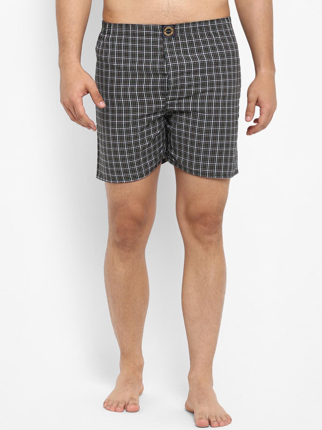 Buy Joven Men Green Checked Regular Fit Pure Cotton Boxers JB29 ...