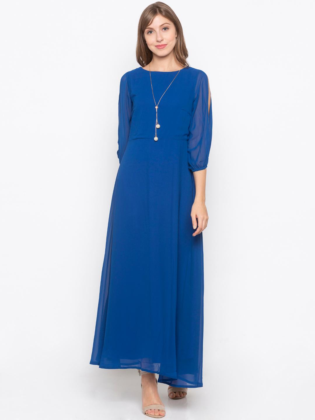 Buy Iti Women Blue Solid Maxi Dress - Dresses for Women 10206539 | Myntra
