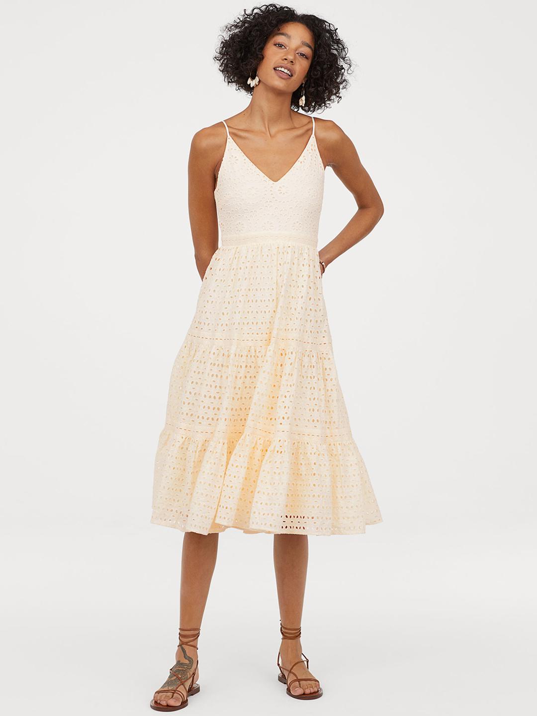 Buy H&M Women Cream Coloured Broderie Anglaise Dress - Dresses for ...