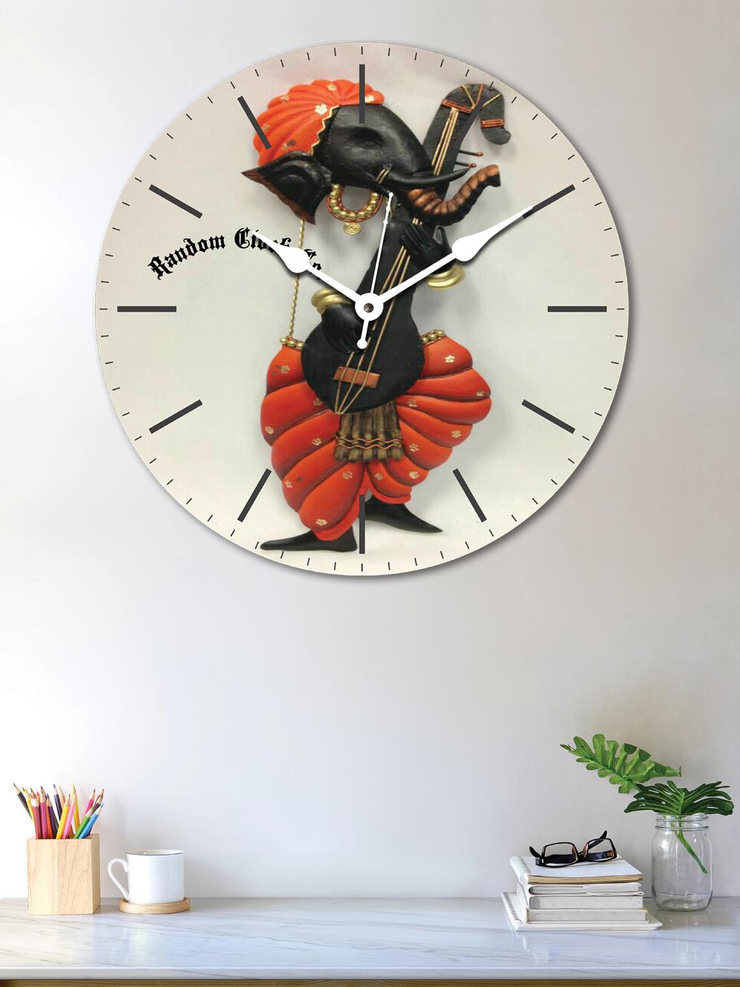 Buy RANDOM Off White & Red Round Printed Analogue Wall Clock - Clocks ...