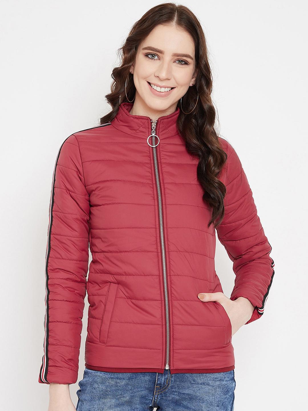 Buy Austin Wood Women Red Solid Lightweight Padded Jacket - Jackets for ...