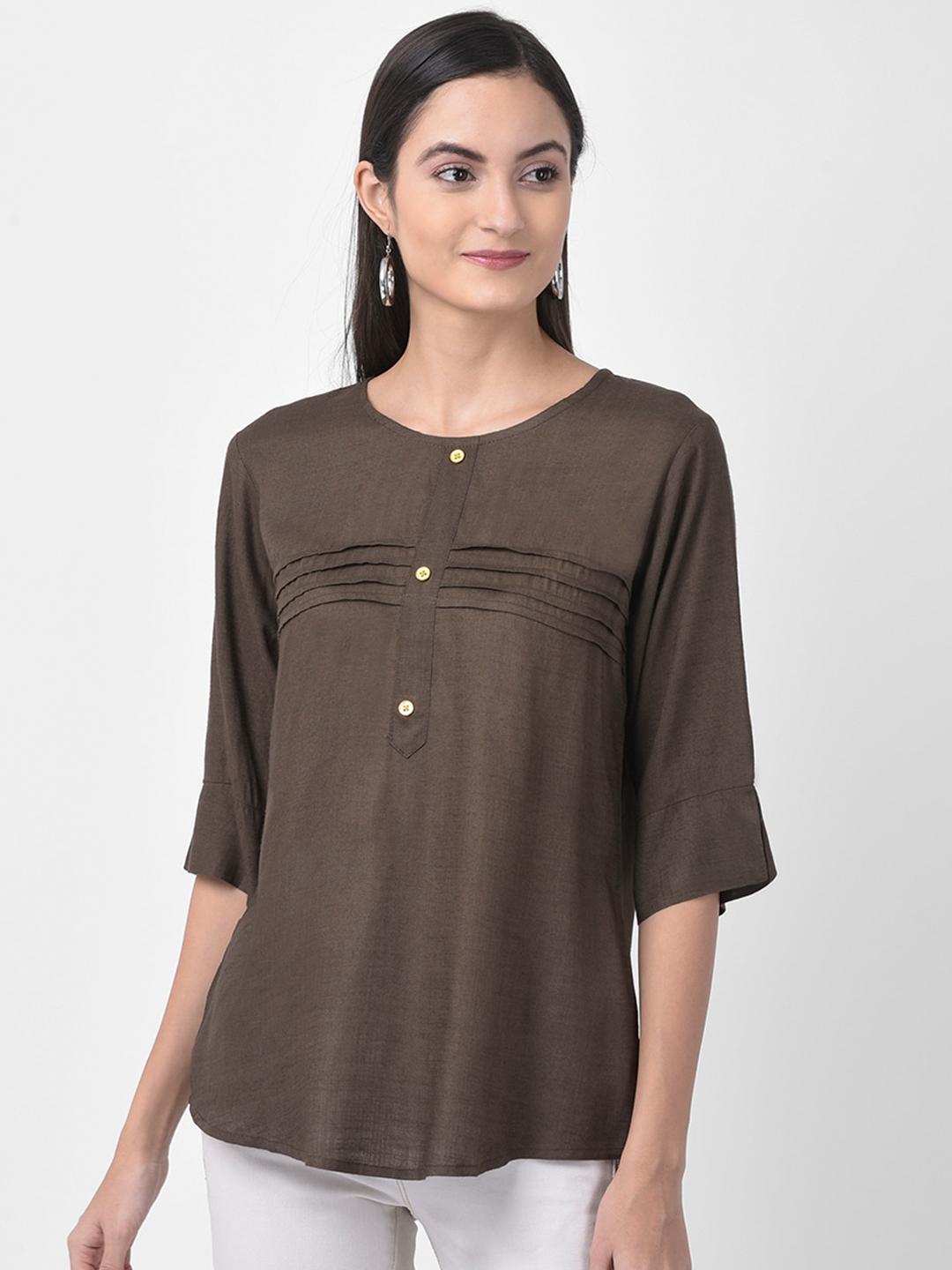 Buy Aayusika Women Brown Solid Top - Tops for Women 12827076 | Myntra