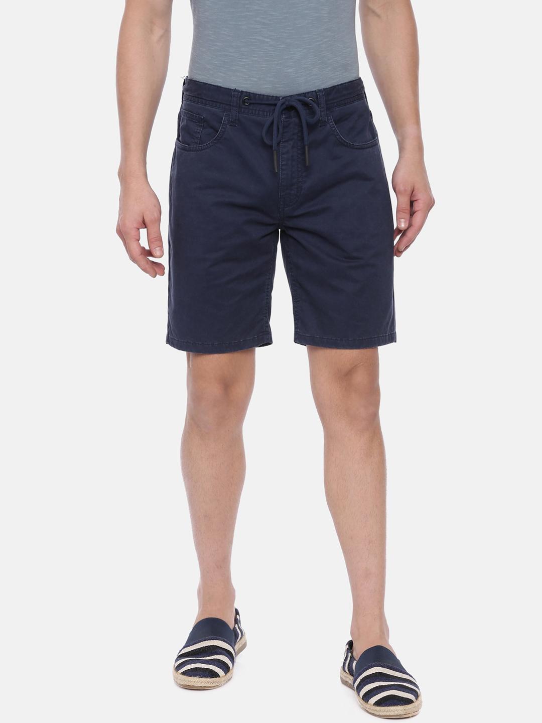 Buy Breakbounce Men Navy Blue Solid Slim Fit Chino Shorts - Shorts for ...