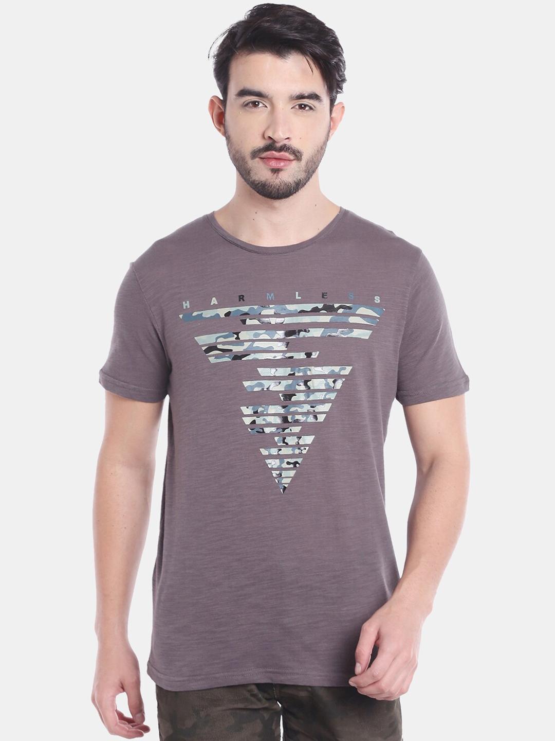 Buy Rex Straut Jeans Men Grey Printed Round Neck T Shirt - Tshirts for ...