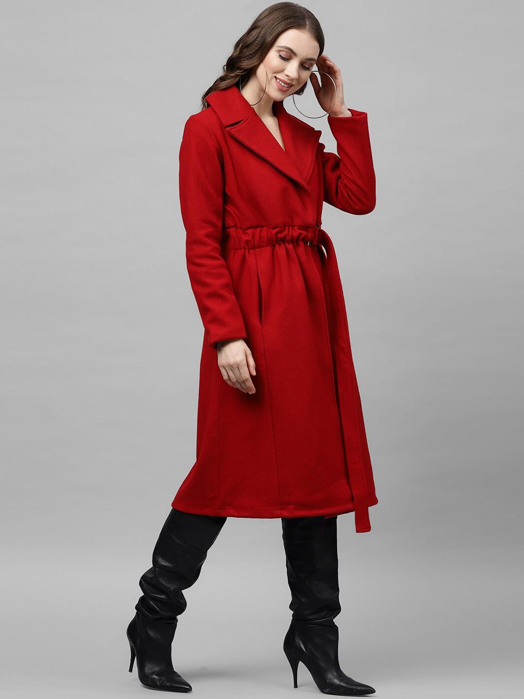 Buy Athena Women Red Solid Overcoat - Coats for Women 13013702 | Myntra