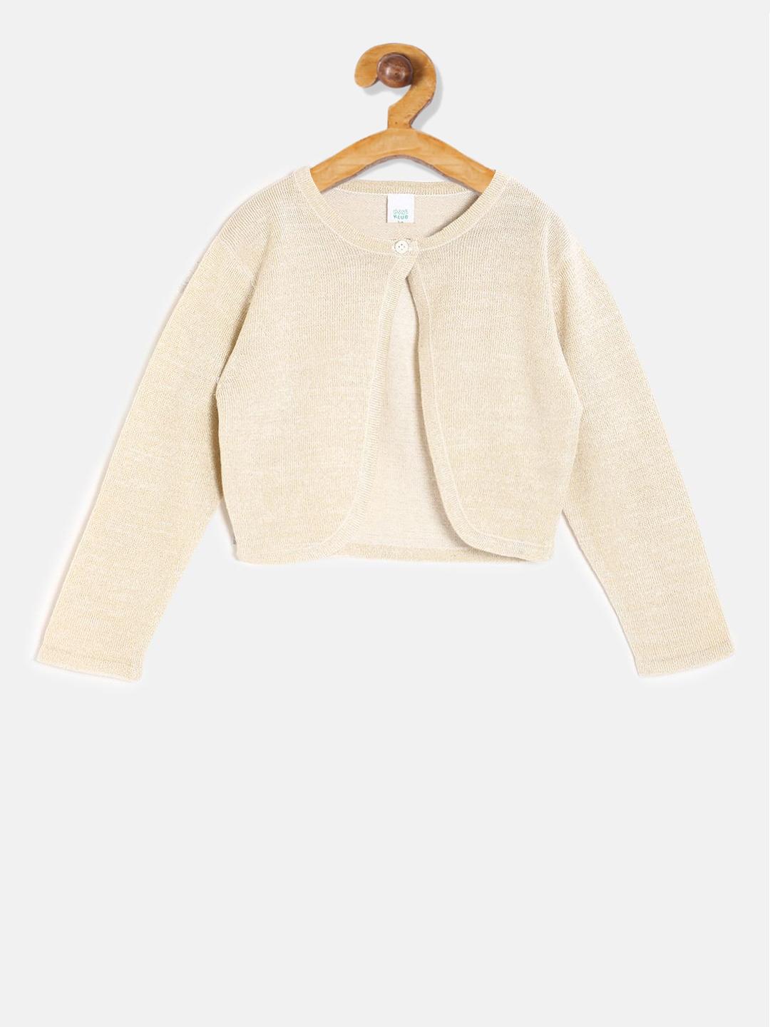 Buy MINI KLUB Girls Cream Solid Shrugs - Shrug for Girls 13123146 | Myntra