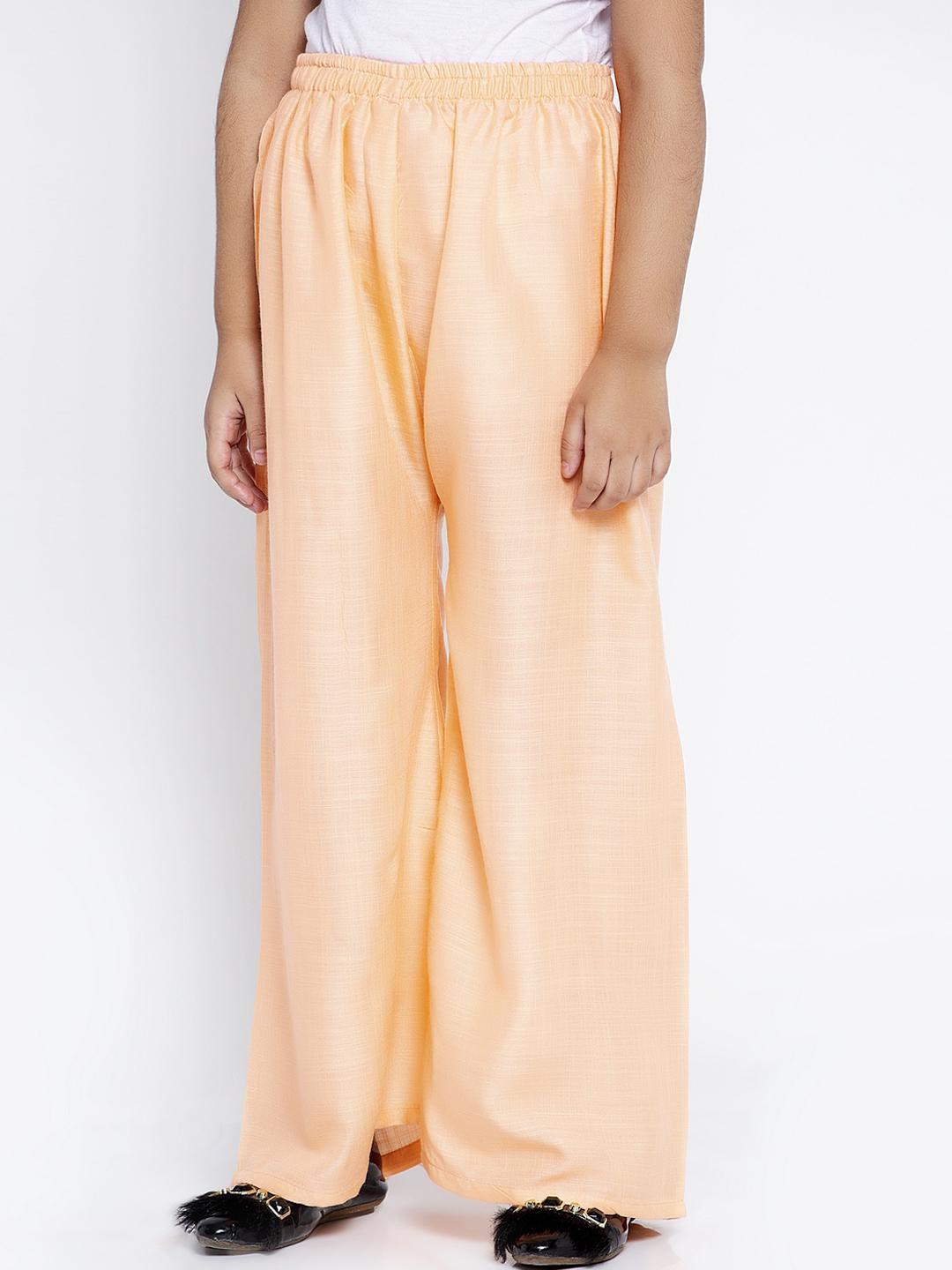 Buy Baani Creations Girls Peach Solid Straight Fit Palazzo - Palazzos ...