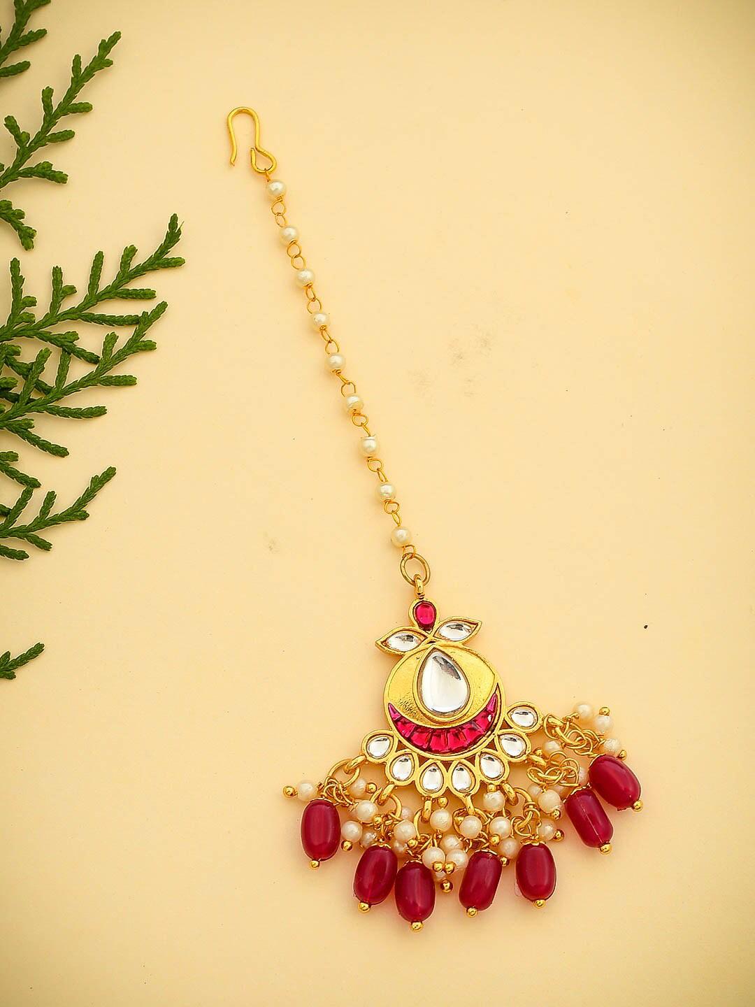 Buy Silvermerc Designs Gold Plated & Red Handcrafted Kundan Studded ...