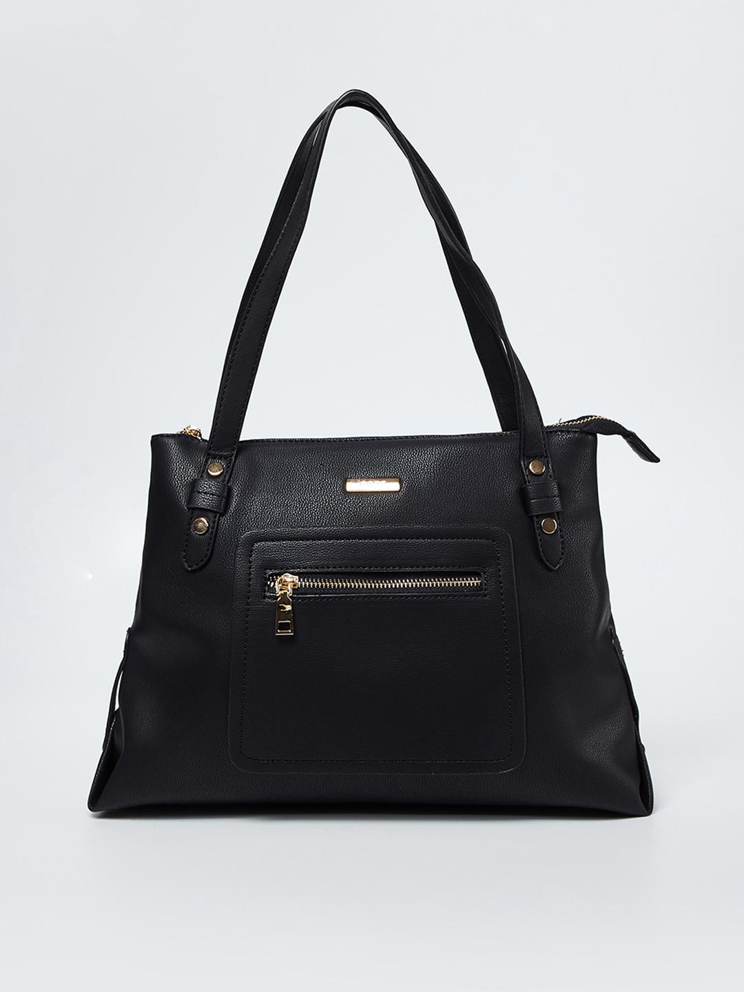 Buy CODE By Lifestyle Black Solid Handheld Bag - Handbags for Women ...