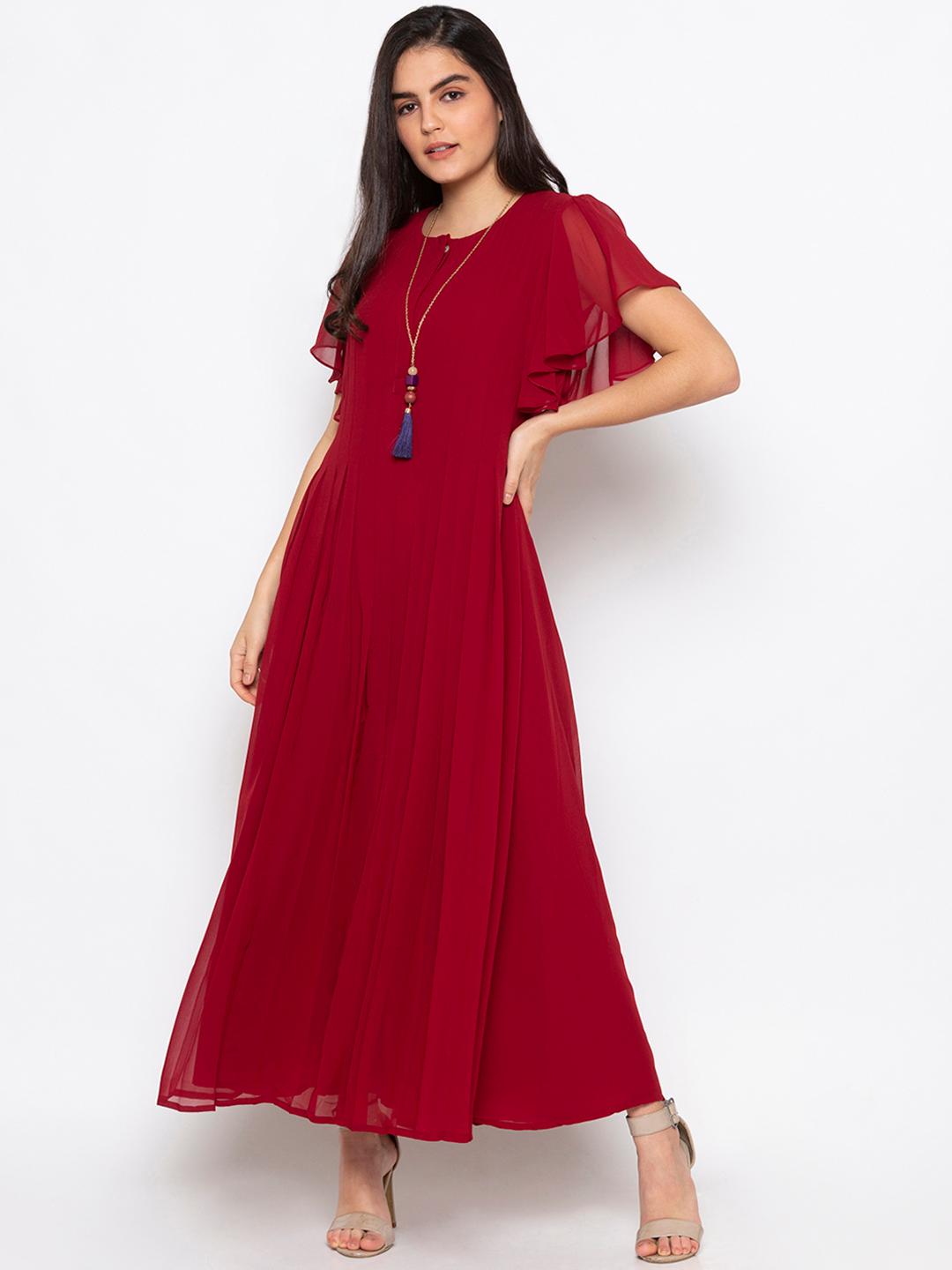 Buy Iti Women Maroon Solid Maxi Dress - Dresses for Women 11621586 | Myntra