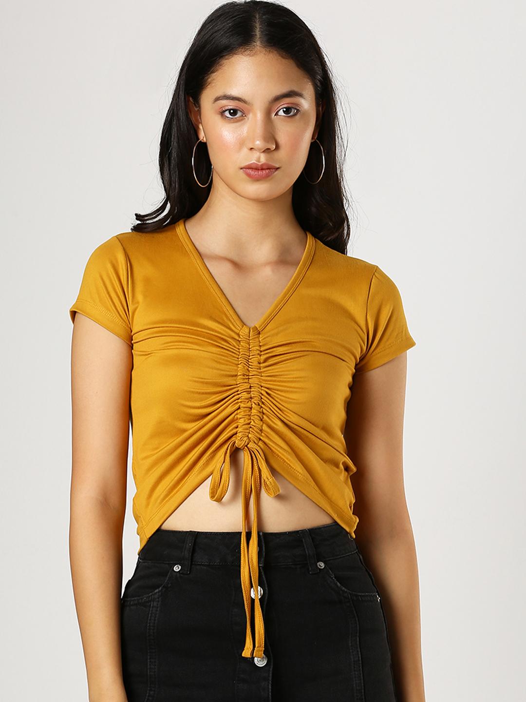Buy Spoyl Women Mustard Yellow Solid Top - Tops for Women 11699508 | Myntra
