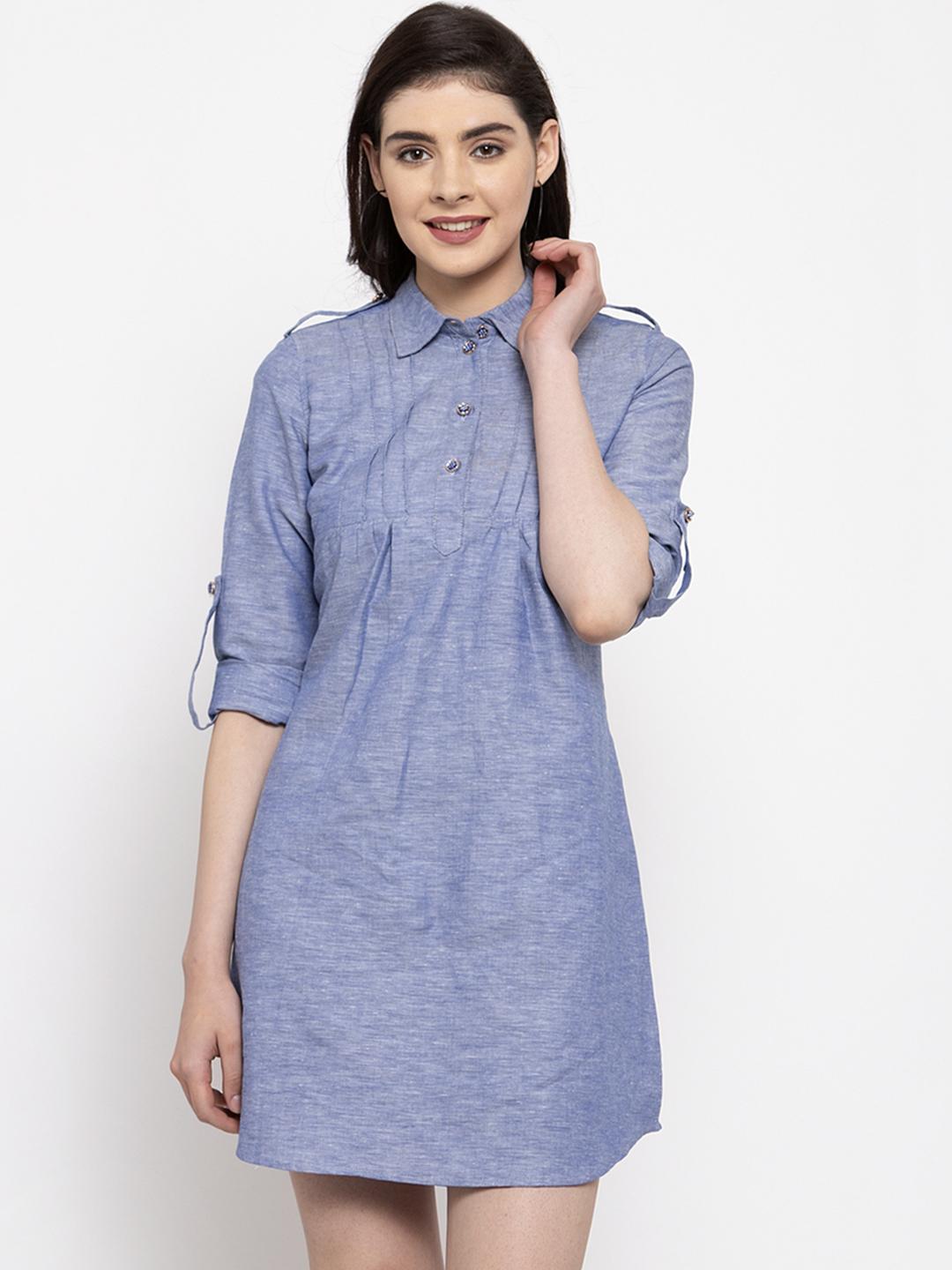 Buy Armure Women Grey Self Design Shirt Dress - Dresses for Women ...