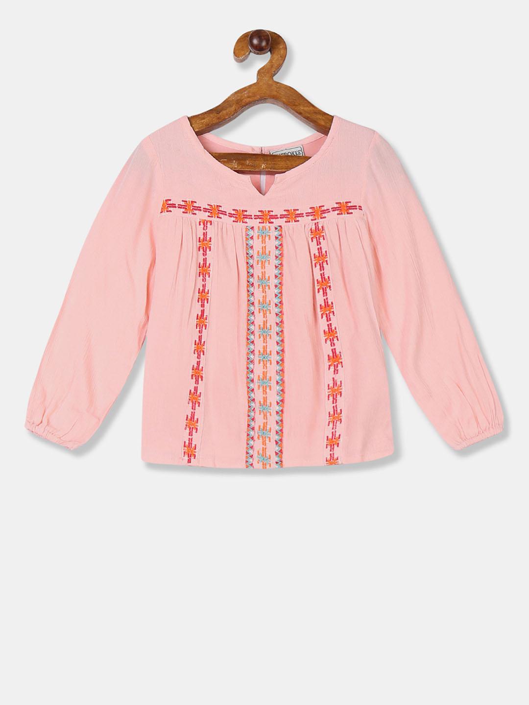 Buy Cherokee Girls Peach Coloured Embellished Top - Tops for Girls ...