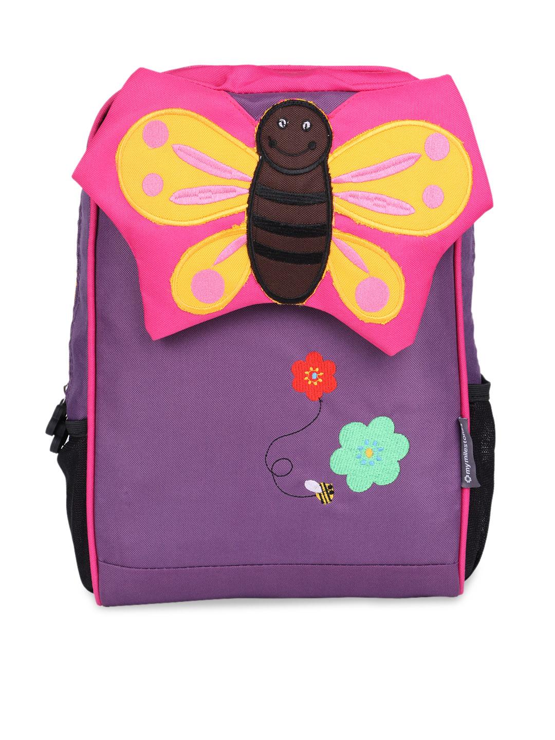 Buy My Milestones Kids Purple & Pink Colourblocked Backpack - Backpacks ...
