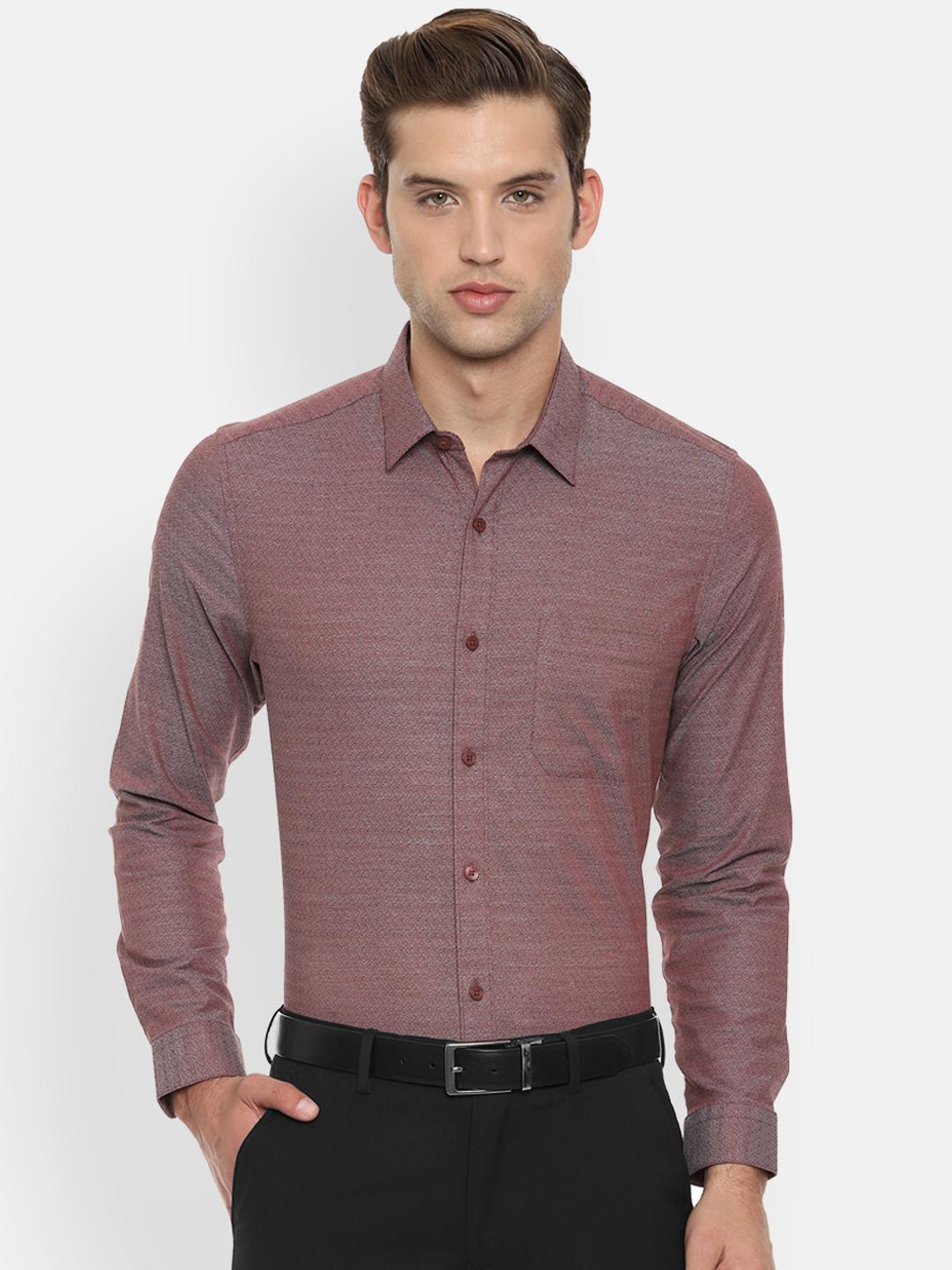 Buy Louis Philippe Men Maroon Classic Slim Fit Solid Formal Shirt ...
