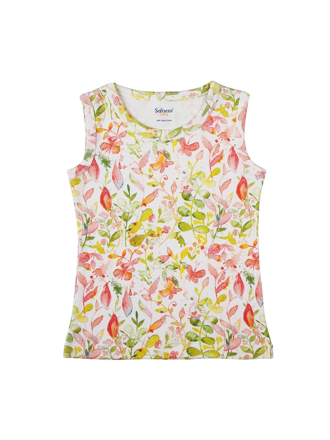 Buy Softsens Girls Multicoloured Organic Cotton Printed Tank Top - Tops ...
