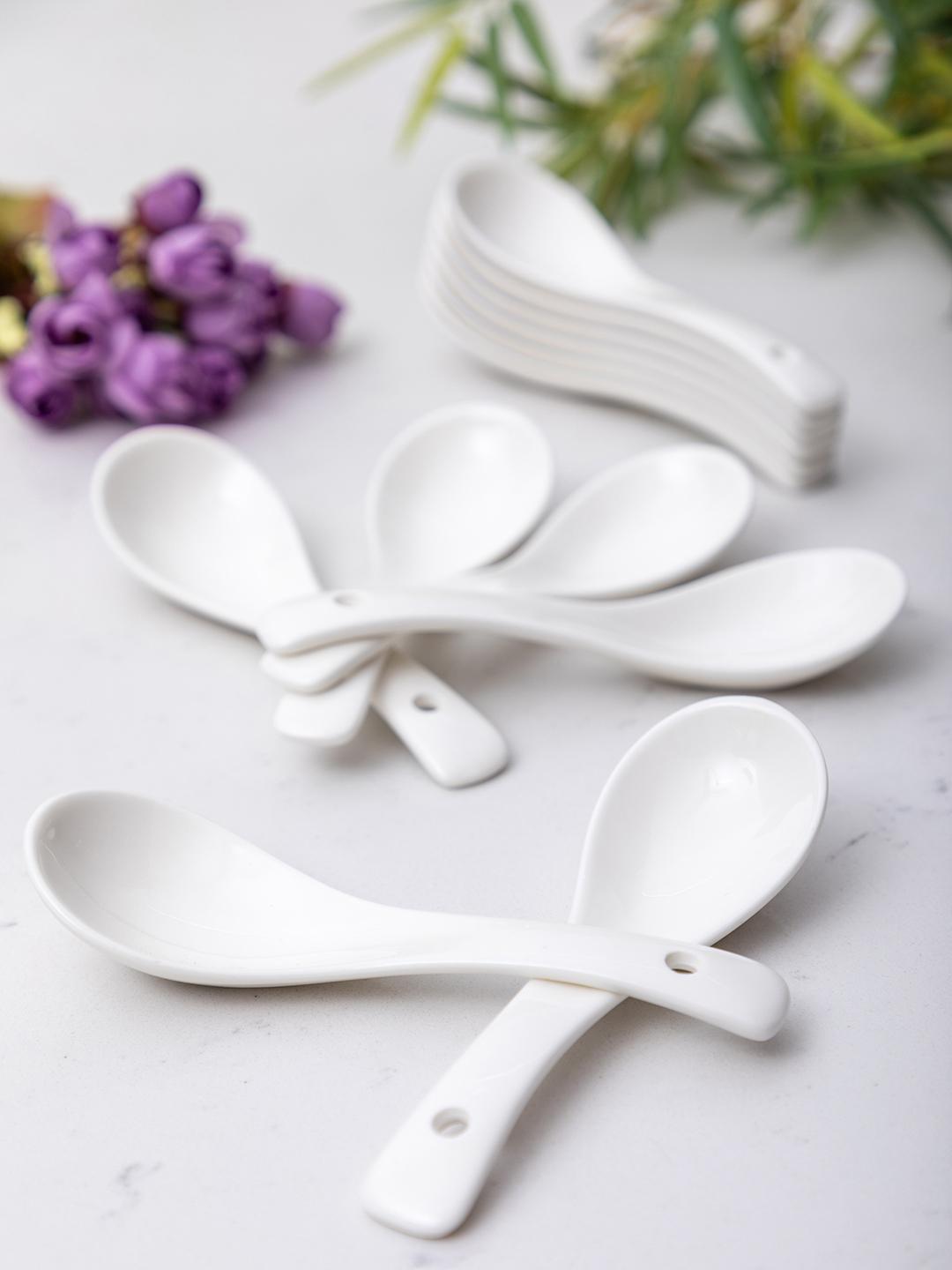 Buy GOODHOMES Set Of 12 White Solid Porcelain Spoons - Spoon for Unisex ...