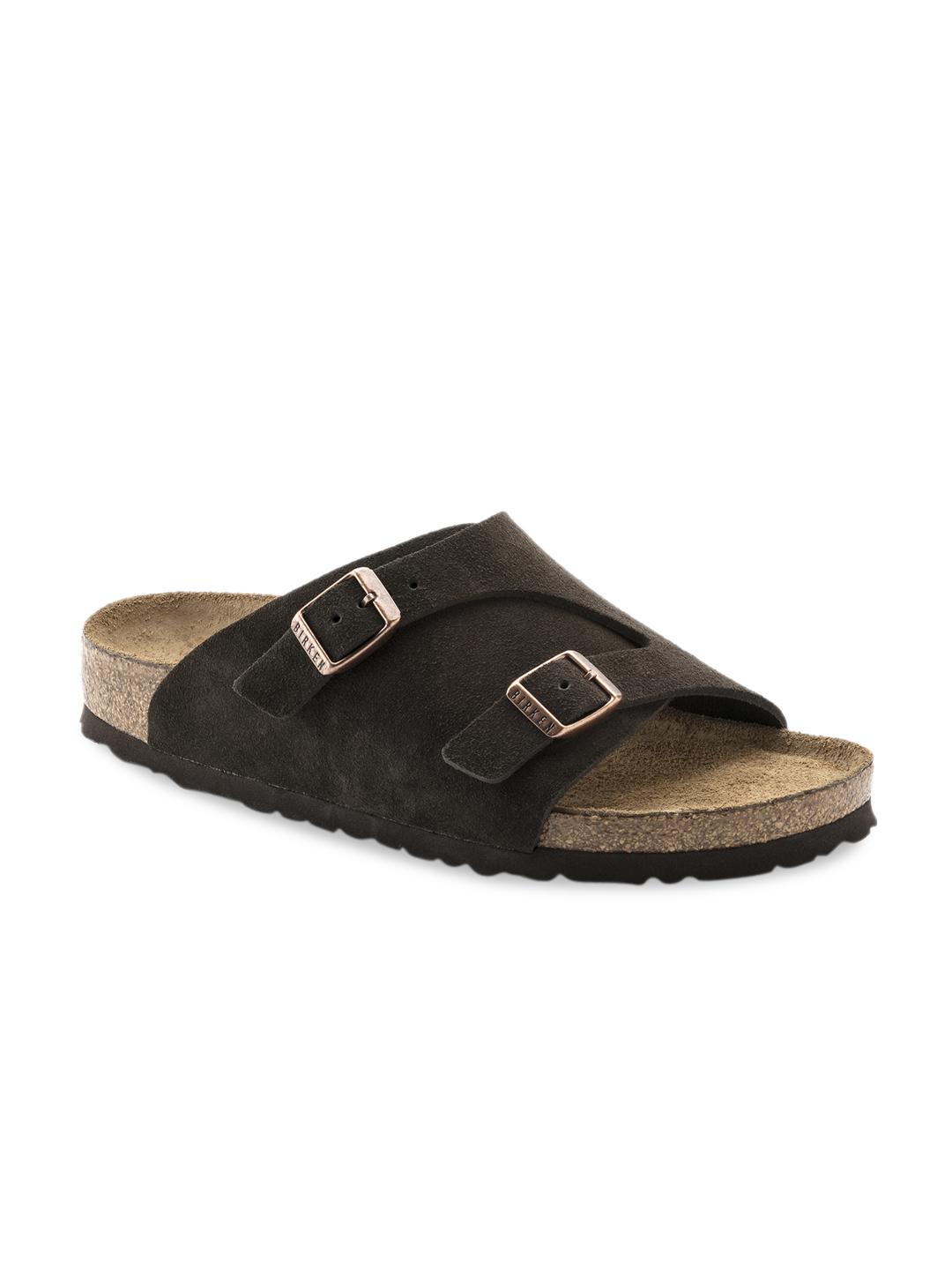 Buy Birkenstock Unisex Brown Solid Suede Regular Width Zurich Comfort ...
