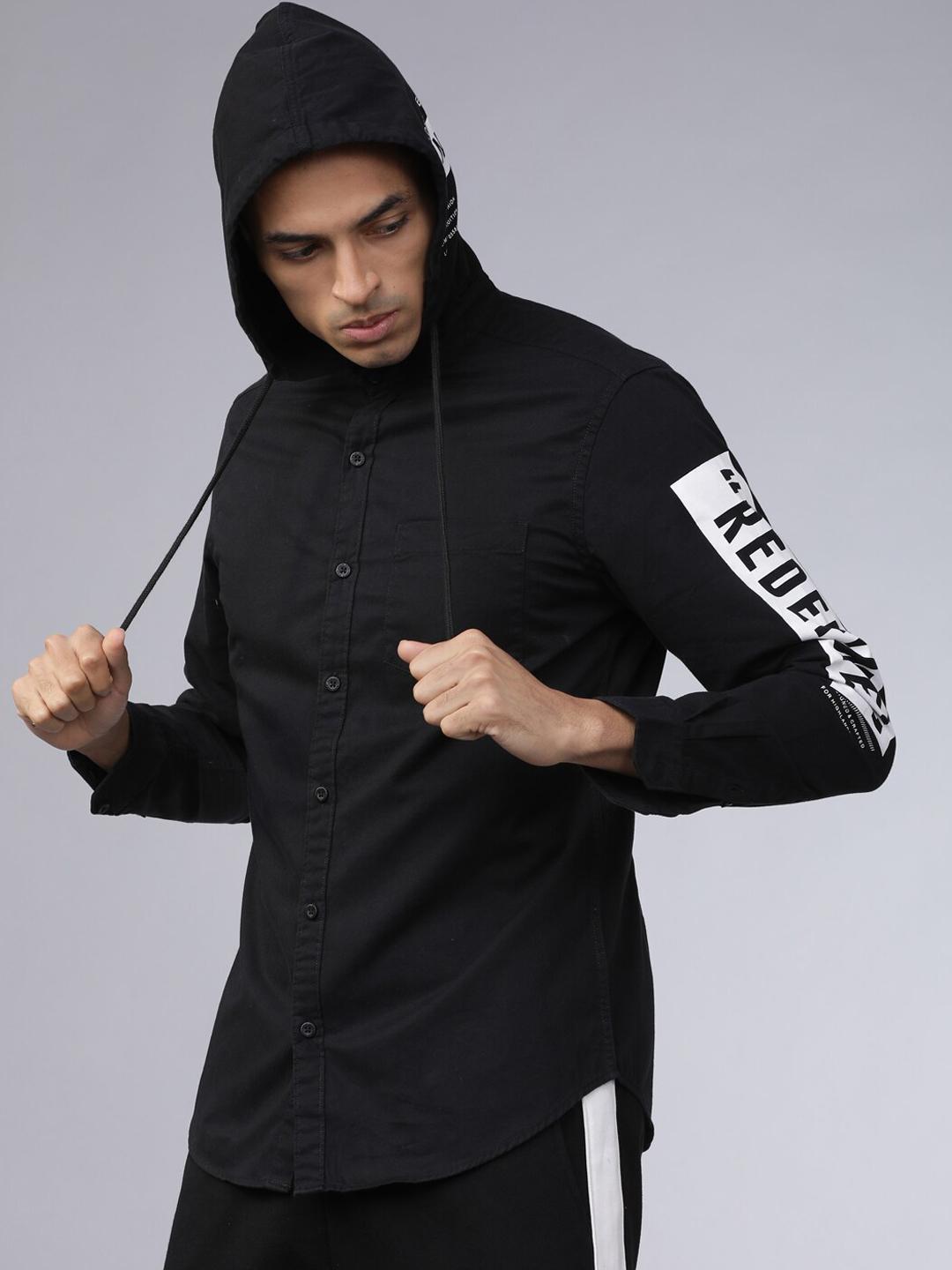 Buy HIGHLANDER Men Black Slim Fit Solid Casual Shacket - Shackets for ...