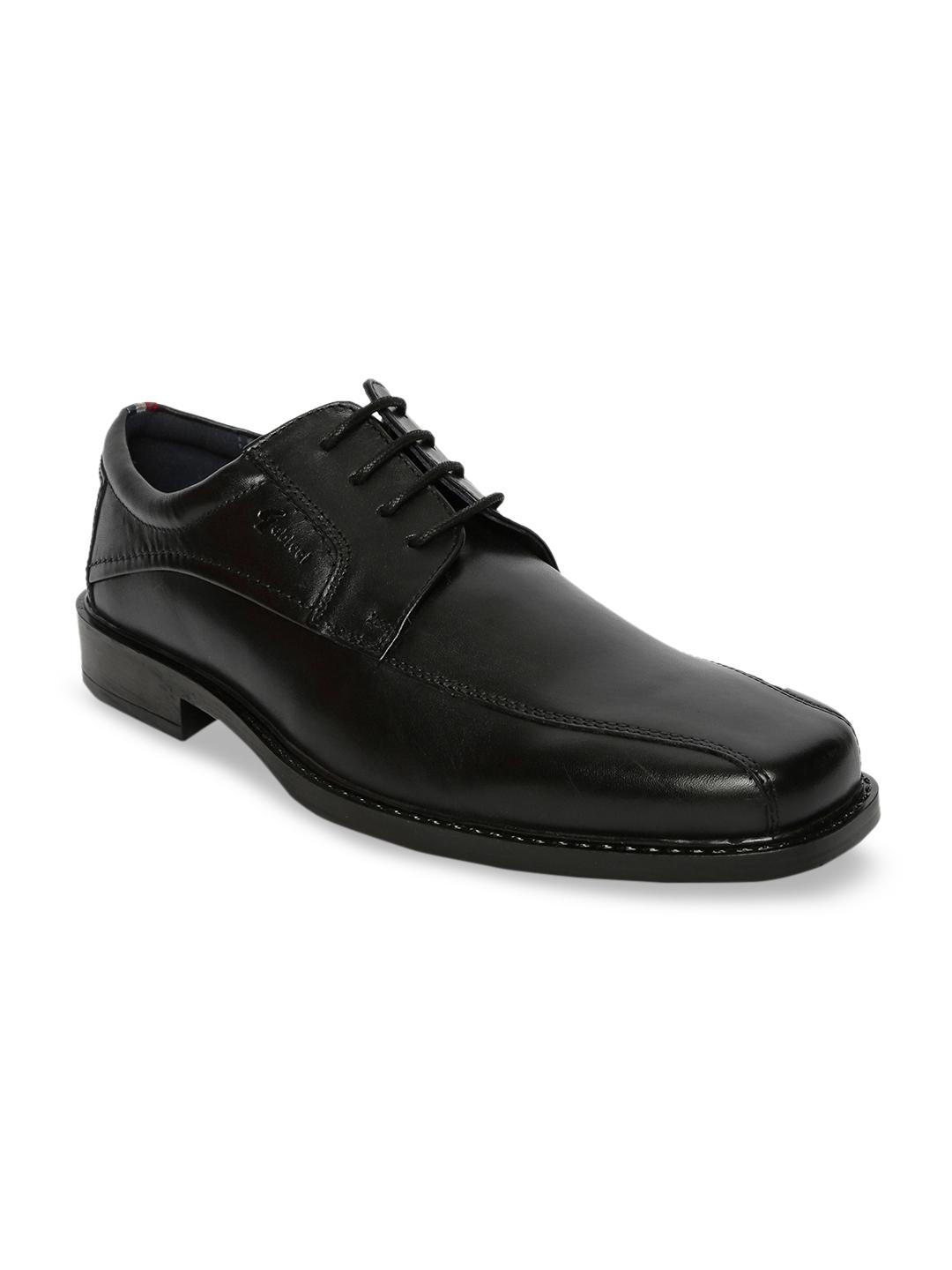 Buy GABICCI Men Black Solid Leather Joshua Tramline Formal Derbys ...