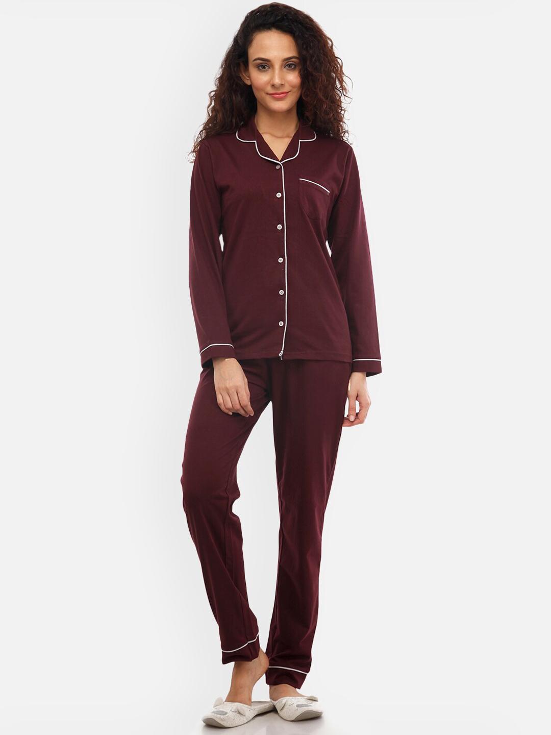 Buy Nite Flite Women Maroon Night Suit - Night Suits for Women 12460162 ...