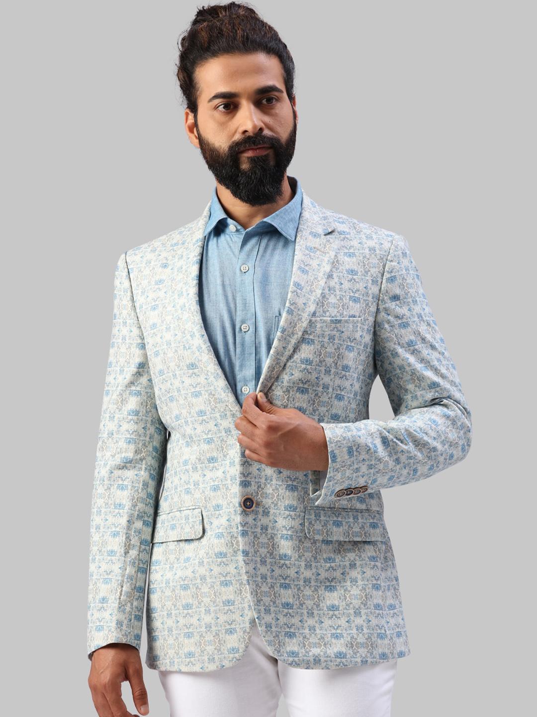 Buy Raymond Men Blue Printed Blazer - Blazers for Men 12476342 | Myntra