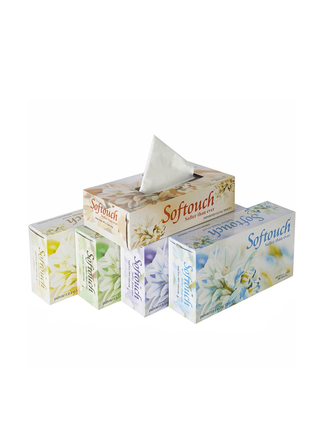 Buy Softouch Pack Of 5 Multicoloured 2 Ply Face Tissues - Facial Wipes ...