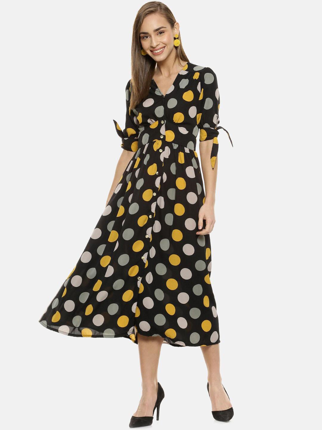 Buy Campus Sutra Women Black Printed Empire Dress - Dresses for Women ...