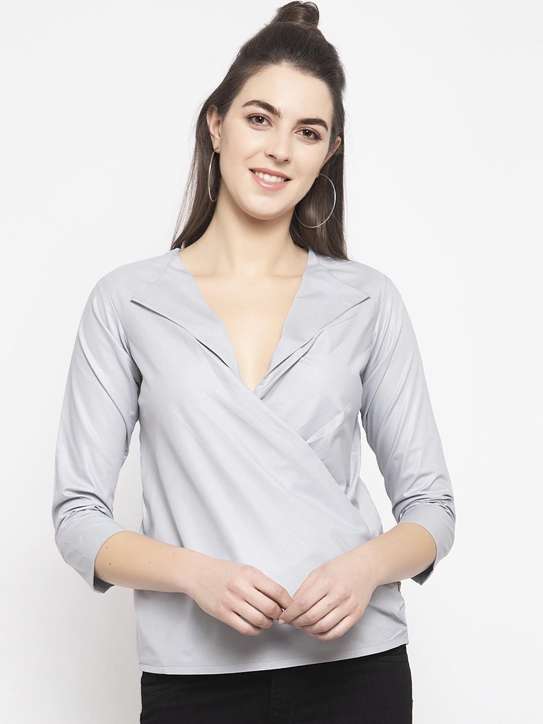 Buy EMBLAZE Grey Wrap Top - Tops for Women 13693468 | Myntra