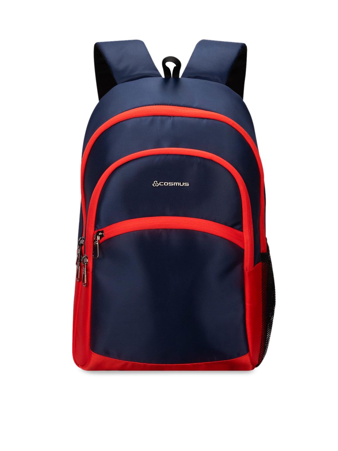 Buy COSMUS Unisex Navy Blue & Red Solid Backpack - Backpacks for Unisex ...