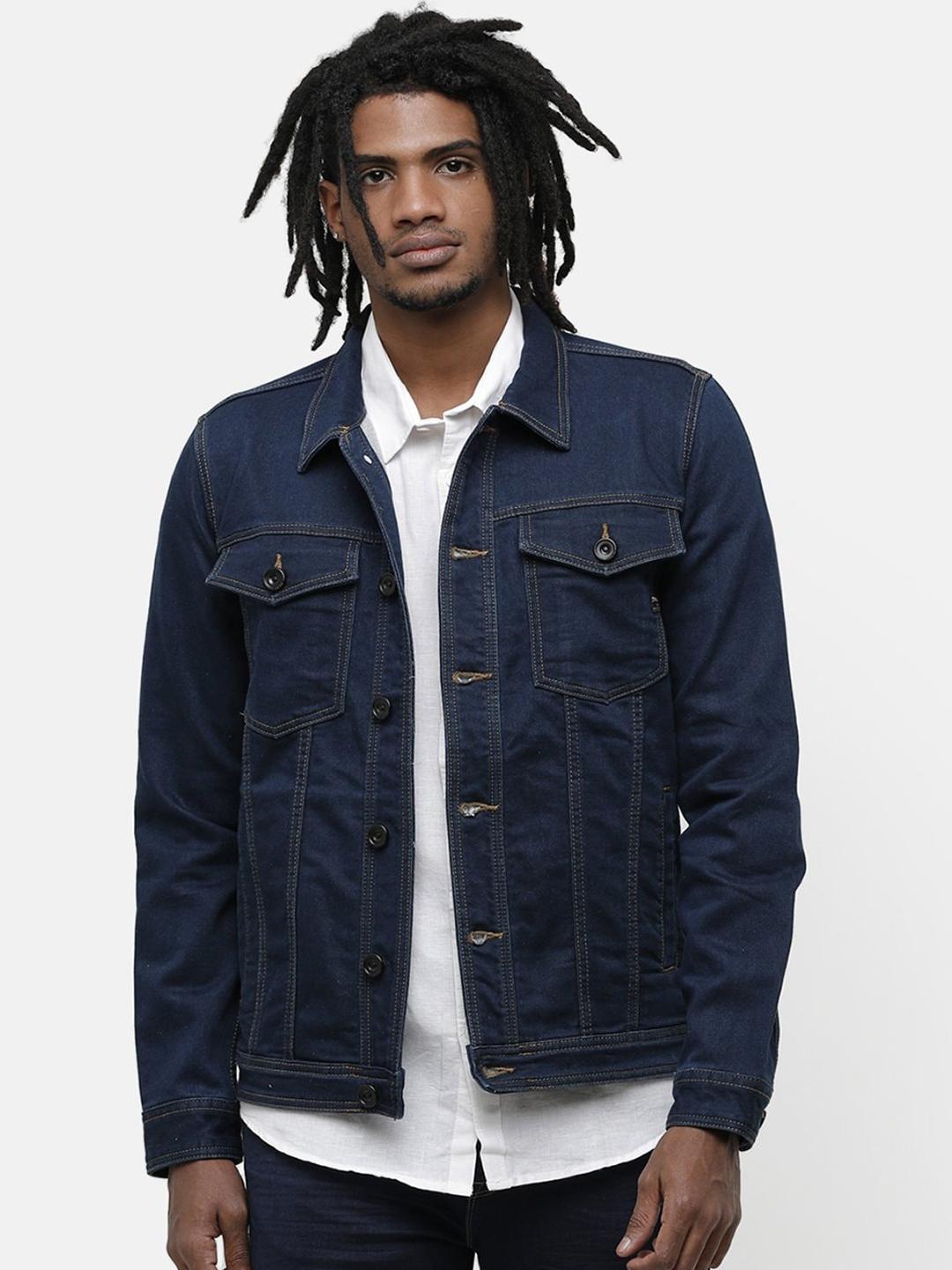 Buy Voi Jeans Men Blue Solid Denim Jacket - Jackets for Men 13836706 ...