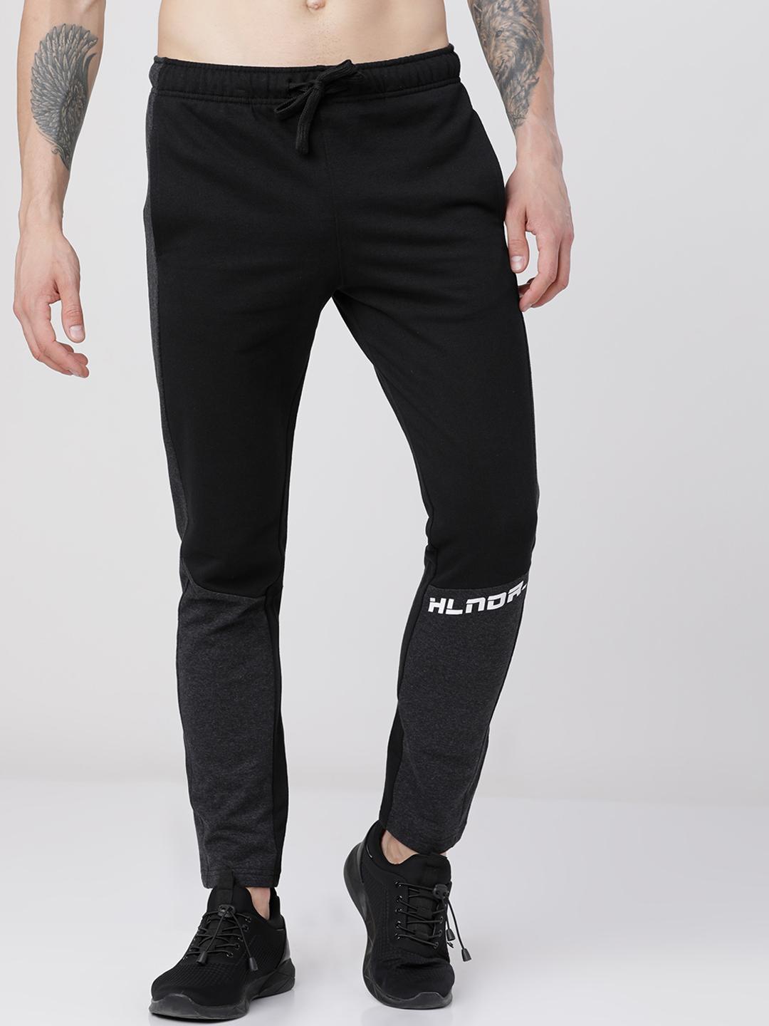 Buy HIGHLANDER Men Black & Grey Colorblocked Slim Fit Track Pants ...