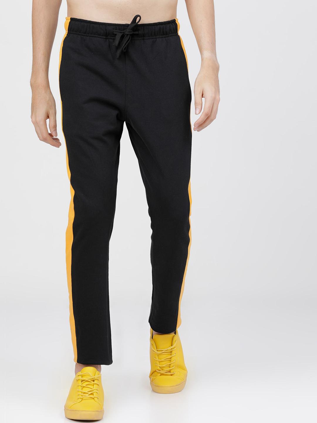Buy HIGHLANDER Men Black & Yellow Solid Slim Fit Track Pants - Track ...