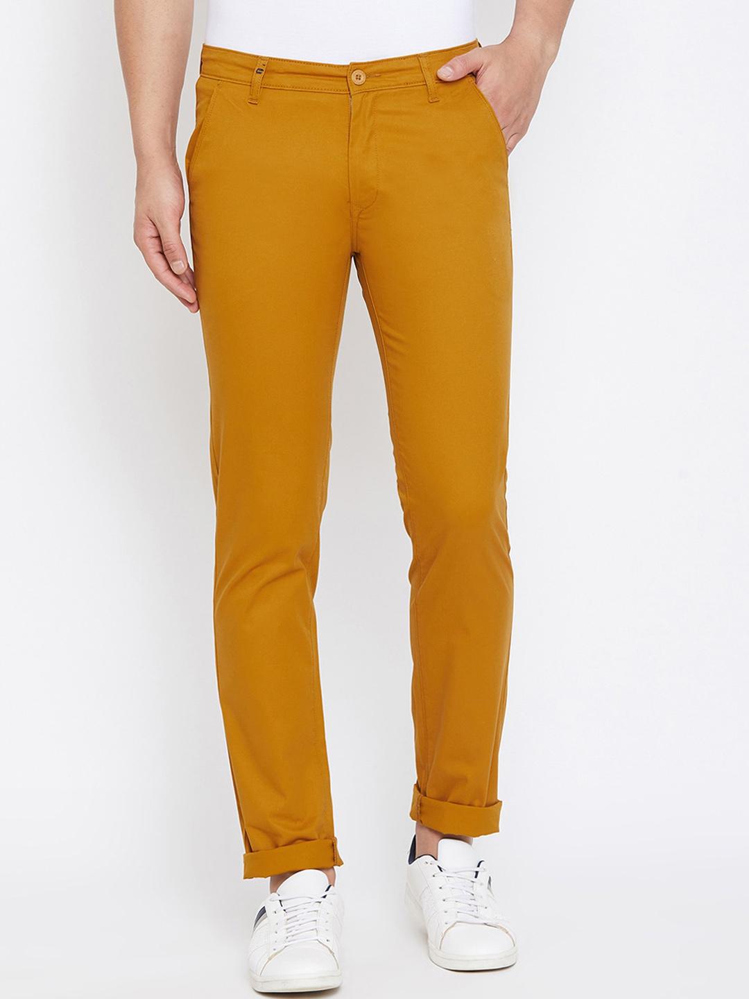 Buy Canary London Men Mustard Slim Fit Solid Chinos - Trousers for Men ...