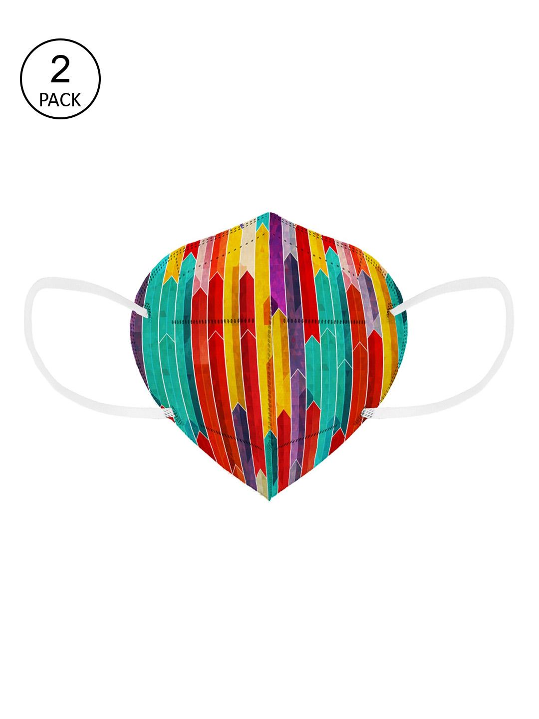 Buy Status Unisex Pack Of 2 Multicoloured Printed 4 Ply Reusable N95 ...