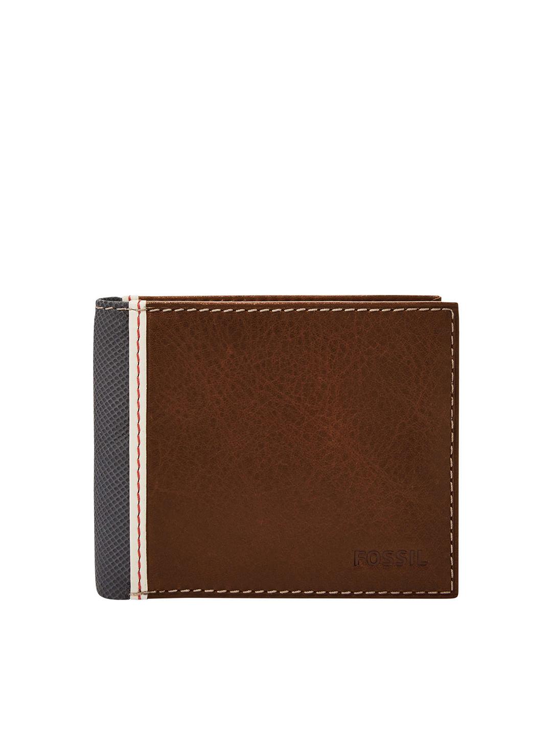 Buy Fossil Men Brown Solid Elgin Leather Two Fold Wallet - Wallets for ...