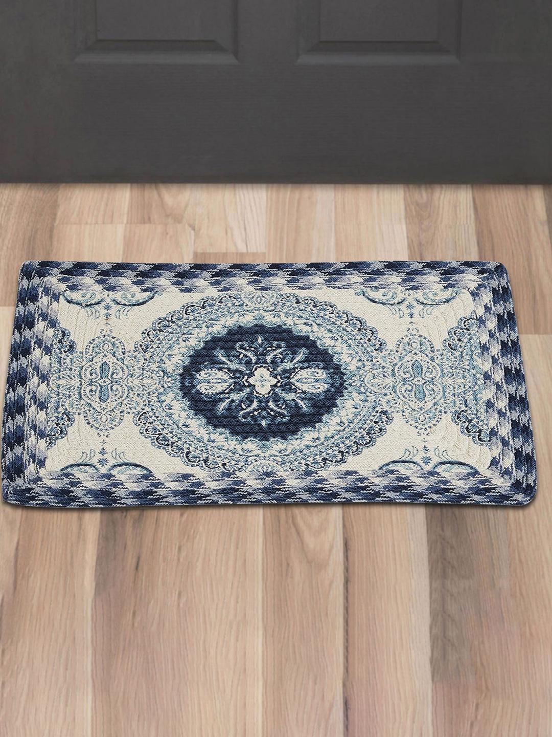 Buy Home Centre Beige & Navy Blue Solid Elena Yarn Dyed Braided ...
